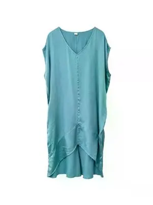 SLO_HAND_MADE Kaftán Asymmetric Satin-finish Midi Dress - Blue