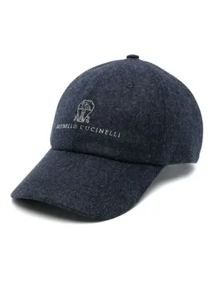 Brunello Cucinelli Logo Wool Baseball Cap - Grey