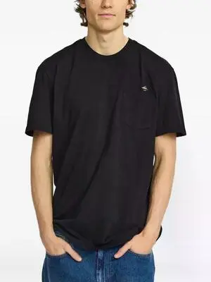 REVOLUTION Embroidered-logo Chest-pocket T-shirt - Black