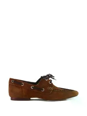 SOULIERS MARTINEZ Lace-up Suede Ballet Flats - Brown