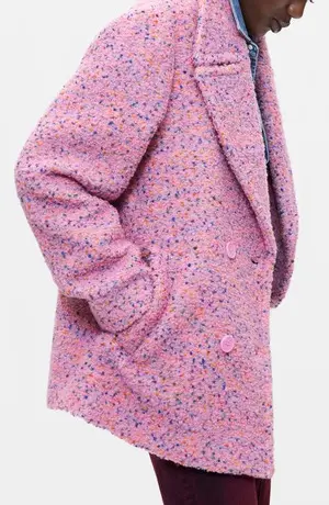 Desigual Multi-flecked Wool Blend Coat - Pink