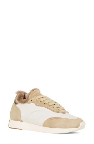 Aquatalia Rider Genuine Shearling Sneaker - Shell Suede