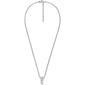 DIESEL® D Logo Pavé Pendant Necklace - Silver