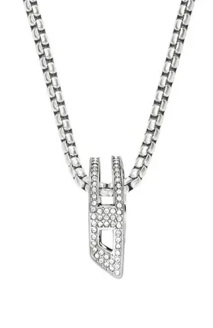 DIESEL® D Logo Pavé Pendant Necklace