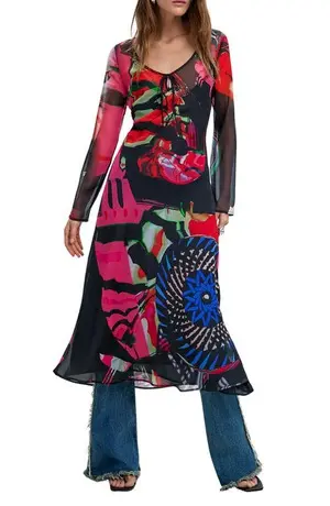 Desigual M. C. Lacroix Print Long Sleeve Dress - Black
