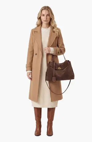 MODENAIRE Textured Turn Lock-top Handle Shoulder Bag