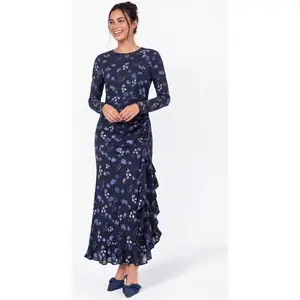 YAKIRA BELLA Stacey Long Sleeve Maxi Dress - Blue Pattern