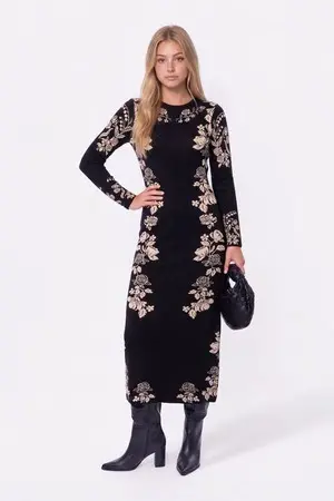 YAKIRA BELLA Verona Long Sleeve Maxi Dress - Black