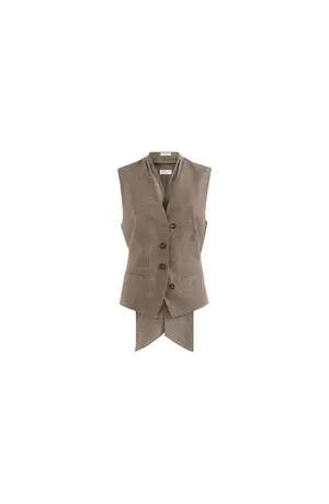 Brunello Cucinelli Sparkling Linen Gilet With Lavallière