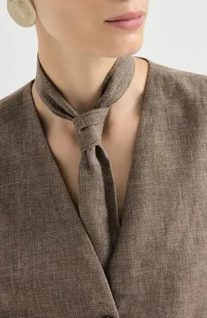 Brunello Cucinelli Sparkling Linen Gilet With Lavallière