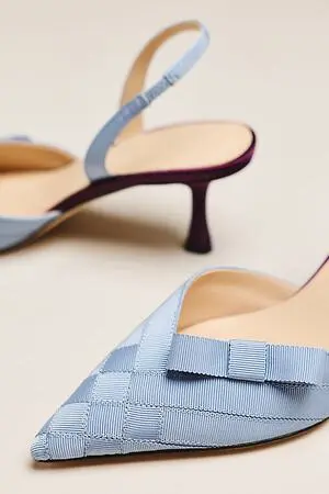 Maeve Woven Bow Slgback Heels - Blue