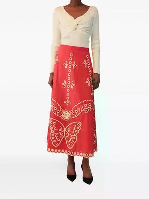 Red Valentino Broderie-anglaise Midi Skirt