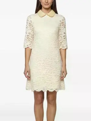 Dolce & Gabbana Floral-lace Mini Shift Dress - Neutrals