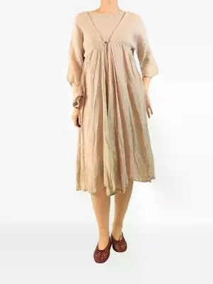 DANIELA GREGIS Oversized Linen Midi Dress - Neutrals