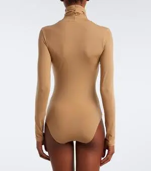 THE ROW Basile Jersey Turtleneck Bodysuit - Beige