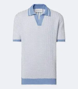 Frescobol Carioca Rino Crochet Cotton Polo Shirt - Blue
