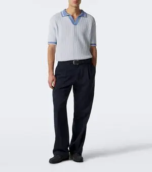 Frescobol Carioca Rino Crochet Cotton Polo Shirt - Blue