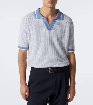 Frescobol Carioca Rino Crochet Cotton Polo Shirt - Blue