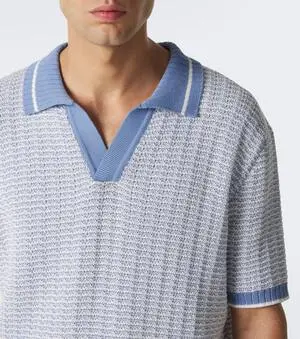 Frescobol Carioca Rino Crochet Cotton Polo Shirt - Blue
