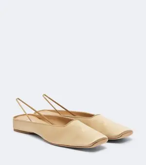 Calvin Klein Lana Satin Slingback Flats - Beige