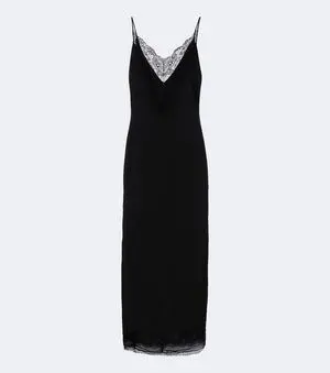 Magda Butrym Lace-trimmed Silk Velvet Slip Dress