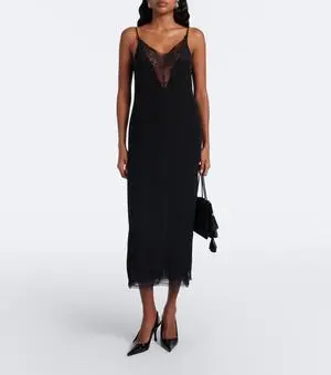 Magda Butrym Lace-trimmed Silk Velvet Slip Dress