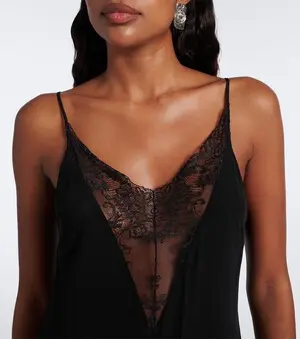 Magda Butrym Lace-trimmed Silk Velvet Slip Dress