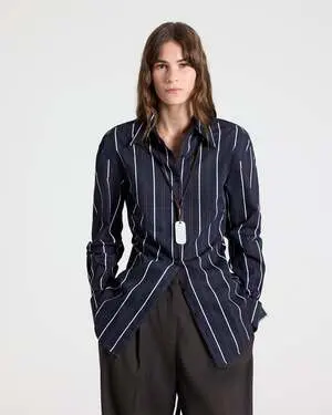 TWP The Night We Met Shirt In Cotton Stripes - Midnight Multi