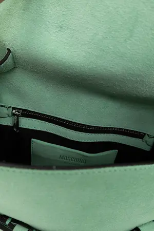 Moschino Suede Top-handle Bag With Logo