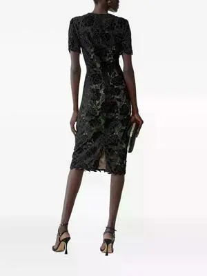 Carolina Herrera Velvet-rose Lace Fitted Midi Dress