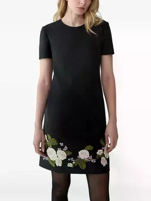 Carolina Herrera Rose-embroidered Shift Mini Dress