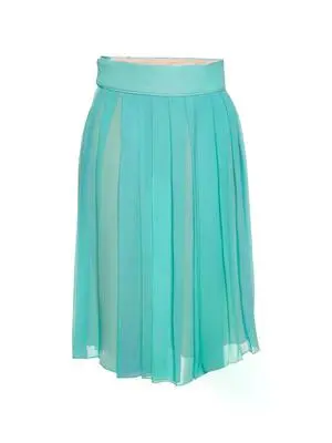 Chloé Pleated Silk Midi Skirt - Blue