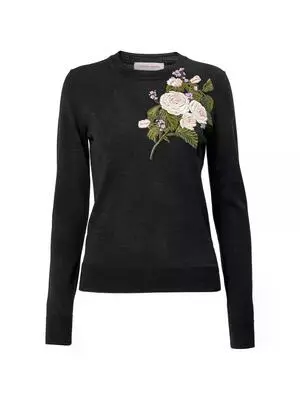 Carolina Herrera Rose-embroidered Sweater - Grey