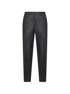 Tagliatore Pinstripe-pattern Tapered Trousers - Grey