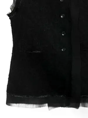 CAROLINE HU Floral-embroidered Mesh-panel Waistcoat