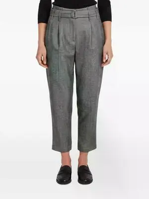 Brunello Cucinelli Herringbone Belted Trousers - Grey