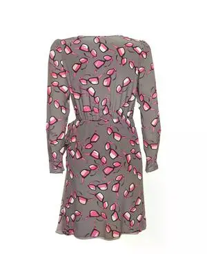 Emporio Armani Printed Wrap Mini Dress - Grey