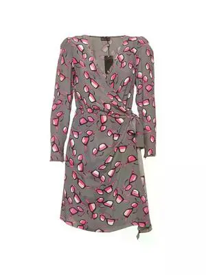 Emporio Armani Printed Wrap Mini Dress - Grey