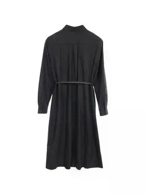 Max Mara 2010s Logo-embroidered Belted Shirt Dress