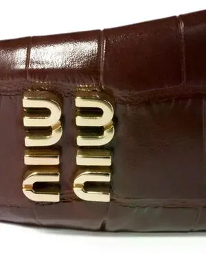 Miu Miu Crocodile Embossed Calfskin Headband - Brown