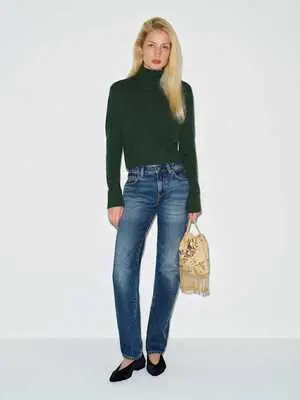 REFORMATION Aria Cashmere Turtleneck - Green
