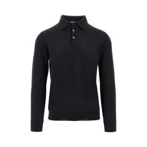 THE PULL Wool And Silk Polo Sweater - Black