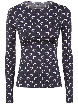 MARINE SERRE Long-sleeve Printed Top "moon - Brown