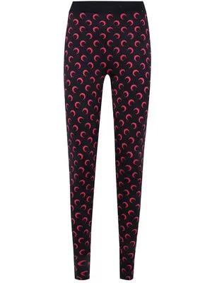 MARINE SERRE Printed Jersey Leggings "moon - Black