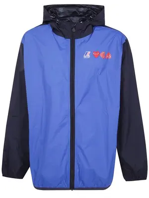Play Comme Des Garcon Full Zip Jacket "red Emblem - Blue