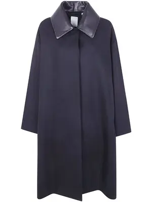 Calvin Klein Trench Coat Leather Collar "oksana - Black