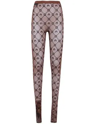MARINE SERRE Mesh Flock Tights "moonogram - Brown