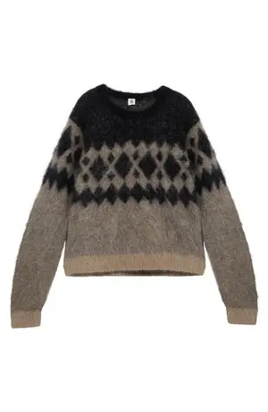 THE GARMENT Roma Argyle Crewneck Sweater - Black/raw