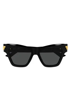 Bottega Veneta 53mm Polarized Gradient Cat Eye Sunglasses - Black