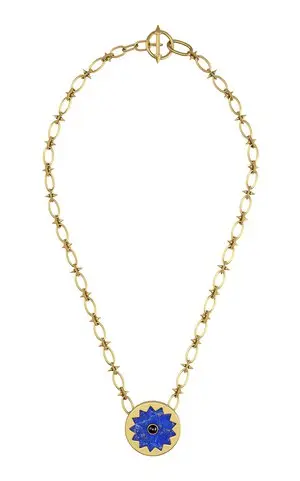 House Of Harlow 1960 14k Gold Plated Sterling Silver Sunburst Pendant Necklace - Blue